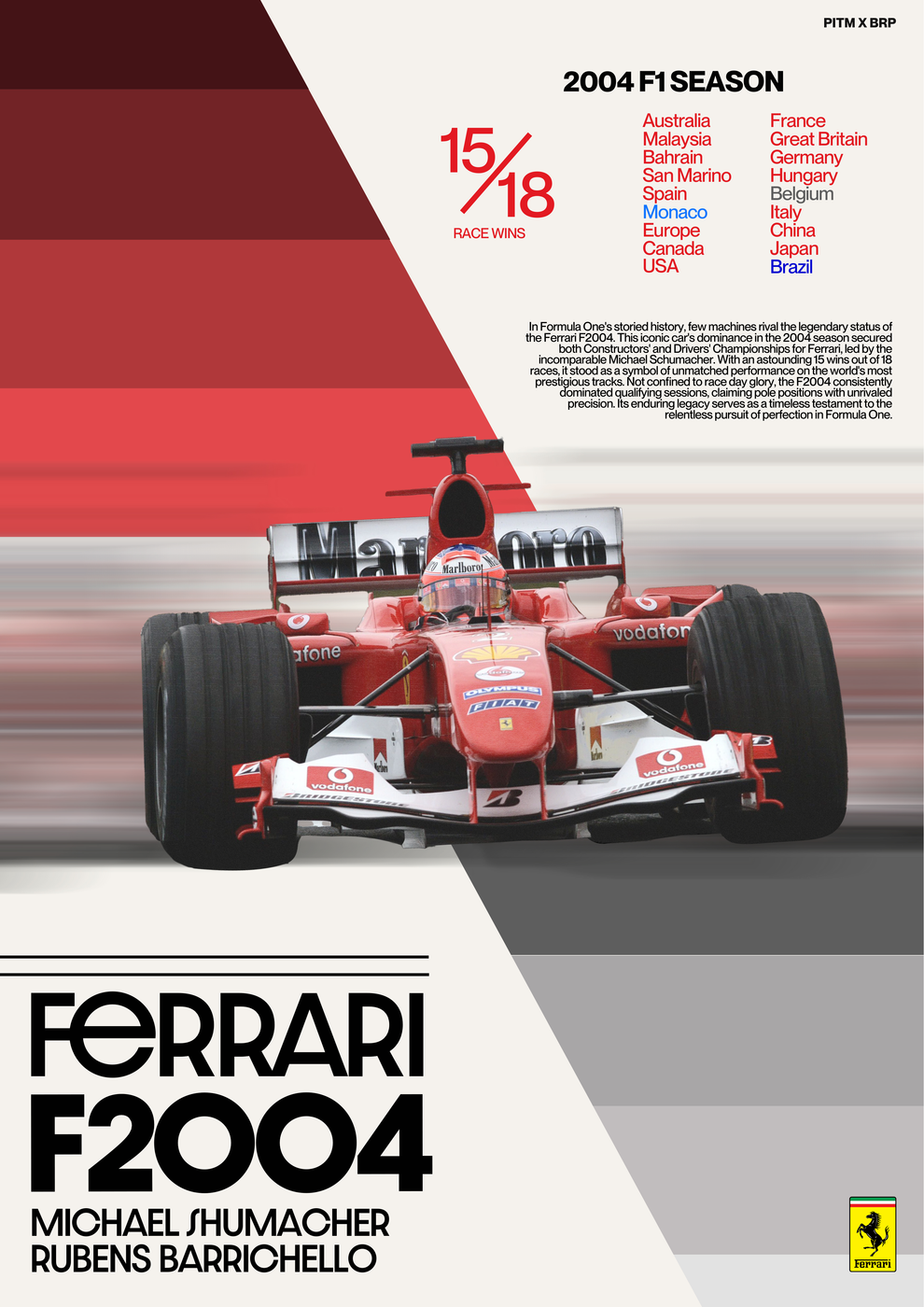 F1 FERRARI F2004 2004 SEASON POSTER – Better Room Posters